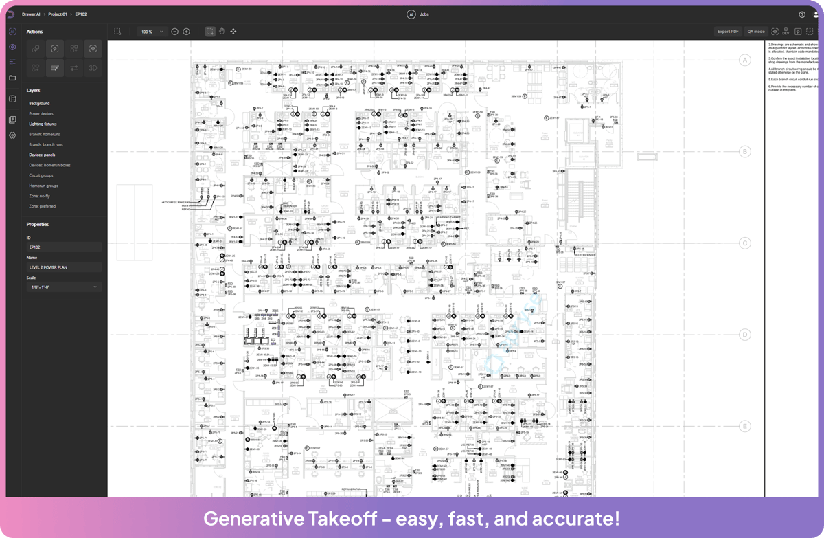 Drawer AI | Automated Electrical Takeoff & Estimating